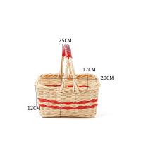 China Multi-Colored Handmade Mini Handle Flower Basket Wicker Outdoor Food Basket for sale