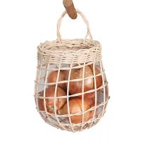 China Home Decoration Natural Wicker Rattan Wall Basket Onions Fruit Hanging Storage Basket for sale