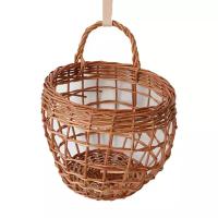 China Home Decoration Natural Wicker Rattan Wall Basket Onions Fruit Hanging Storage Basket for sale
