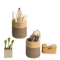 China Handmade Home Hanging Baskets Multi-function Woven Cotton Rope Wall Basket for House Decoration for sale