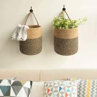 China Handmade Home Hanging Baskets Multi-function Woven Cotton Rope Wall Basket for House Decoration for sale