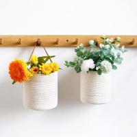 China Handmade Home Hanging Baskets Multi-function Woven Cotton Rope Wall Basket for House Decoration for sale