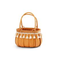 China Wedding Decoration Handmade Bamboo Flower Basket Natural Woven Food Fruit Basket With Handle for sale