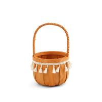 China Wedding Decoration Handmade Bamboo Flower Basket Natural Woven Food Fruit Basket With Handle for sale