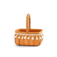 China Wedding Decoration Handmade Bamboo Flower Basket Natural Woven Food Fruit Basket With Handle for sale