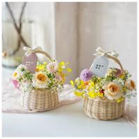 China Wicker Rattan Woven Mini Round Handmade Flower Basket Waterproof Storage Basket for sale