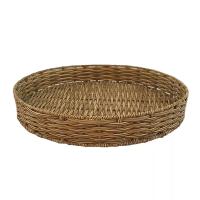 China Custom Handmade Woven Round PE Rattan Hamper Rolling Storage Tray Fruit Tray for sale