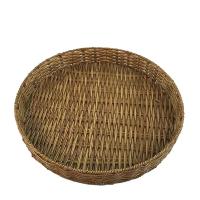 China Custom Handmade Woven Round PE Rattan Hamper Rolling Storage Tray Fruit Tray for sale