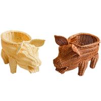 China Hot Selling Creative Crafts Handwoven Rattan Storage Basket Animal Shape Storage Basket for sale