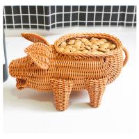 China Hot Selling Creative Crafts Handwoven Rattan Storage Basket Animal Shape Storage Basket for sale