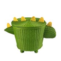 China Wicker Woven Home Dercor Household Cleaning Vietnam Seagrass Dinosaur Animal Laundry Basket for Kids for sale