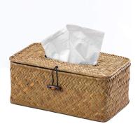 China Hot Selling Home Hotel Department Multifunction Paper Box Hand-woven Natural Material Durable Firm Rectangle Tissue Box for sale