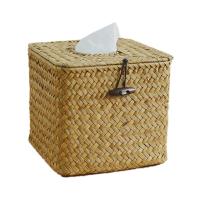 China Hot Selling Home Hotel Department Multifunction Paper Box Hand-woven Natural Material Durable Firm Rectangle Tissue Box for sale