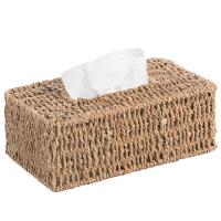 China Hot Selling Home Hotel Department Multifunction Paper Box Hand-woven Natural Material Durable Firm Rectangle Tissue Box for sale