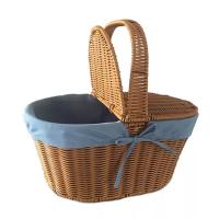 China Custom Handmade Woven Plastic Rattan Outdoor Picnic Basket With Lid for sale