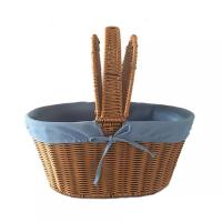 China Custom Handmade Woven Plastic Rattan Outdoor Picnic Basket With Lid for sale