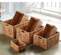 China Custom Handmade Natural Square Banana Leaf Woven Storage Basket Laundry Basket for sale