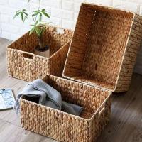 China Custom Handmade Natural Square Banana Leaf Woven Storage Basket Laundry Basket for sale