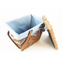 China Wholesale Price Hand Woven Neatening Picnic Basket Multifunctional Double Handle Hiking Camping Storage Basket for sale