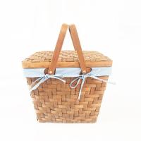 China Wholesale Price Hand Woven Neatening Picnic Basket Multifunctional Double Handle Hiking Camping Storage Basket for sale