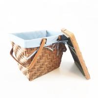 China Wholesale Price Hand Woven Neatening Picnic Basket Multifunctional Double Handle Hiking Camping Storage Basket for sale