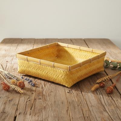 China Factory Supply Natural Bamboo Hand-woven Storage Basket Eco-friendly Large Capacity Fruit Food Bamboo Storage Basket for sale