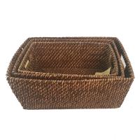 China Hot Selling Home Restaurant Hotel Food Display Storage Basket Set Natural Material Hand-woven Durable Storage Basket Set for sale