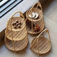 China Wholesale Price Snack Tray Rattan Storage Tray Tray Set Customized Logo Multifunction Single Kitchen Storage Hand Woven for sale