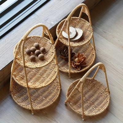 China Wholesale Price Snack Tray Rattan Storage Tray Tray Set Customized Logo Multifunction Single Kitchen Storage Hand Woven for sale