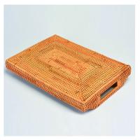 China Set of 2 Food Serving Tray Natural Rattan Storage Tray Hand Weaving Rattan Tray for sale