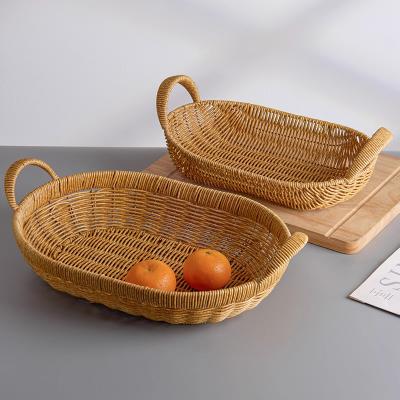 China Factory Outlet Rattan Tray Storage Trays for Food Hand Woven Oval Storage Tray Logo Multifunction Single Modern Customized for sale
