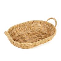 China Factory Outlet Rattan Tray Storage Trays for Food Hand Woven Oval Storage Tray Logo Multifunction Single Modern Customized for sale