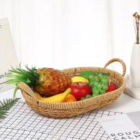 China Factory Outlet Rattan Tray Storage Trays for Food Hand Woven Oval Storage Tray Logo Multifunction Single Modern Customized for sale