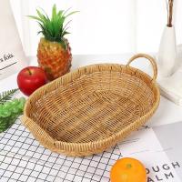 China Factory Outlet Rattan Tray Storage Trays for Food Hand Woven Oval Storage Tray Logo Multifunction Single Modern Customized for sale