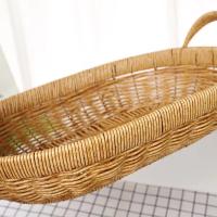 China Factory Outlet Rattan Tray Storage Trays for Food Hand Woven Oval Storage Tray Logo Multifunction Single Modern Customized for sale