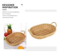 China Factory Outlet Rattan Tray Storage Trays for Food Hand Woven Oval Storage Tray Logo Multifunction Single Modern Customized for sale