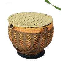 China 2022 Latest Hand Woven Round Fruit Basket with Cover Storage Basket for sale