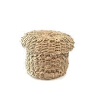 China 2022 Latest Hand Woven Round Fruit Basket with Cover Storage Basket for sale