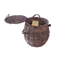 China 2022 Latest Hand Woven Round Fruit Basket with Cover Storage Basket for sale