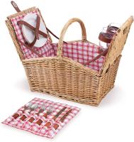China Factory Wholesale Hand-woven Wicker Picnic Hamper With Foldable Lid Multifunction High Capacity Picnic Basket With Lining for sale