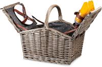 China Factory Wholesale Hand-woven Wicker Picnic Hamper With Foldable Lid Multifunction High Capacity Picnic Basket With Lining for sale