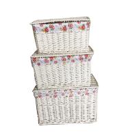 China Handmade Eco-friendly PE Plastic Woven Storage Basket with Stackable Design for Home Decor for sale