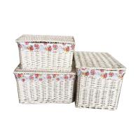 China Handmade Eco-friendly PE Plastic Woven Storage Basket with Stackable Design for Home Decor for sale