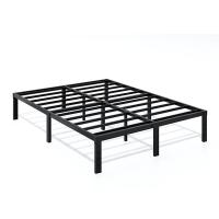 China Assembly Required Metal Frame Bed Queen Size Black Heavy Duty Steel Frame Ideal for Hospitality Industry and Residential for sale