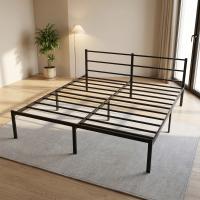 China Assembly Required Metal Frame Bed Queen Size Black Heavy Duty Steel Frame Ideal for Hospitality Industry and Residential for sale