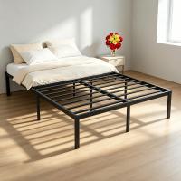 China Slat Support Metal Frame Bed Assembly Required Heavy Duty Steel Frame Ideal for Hostels Dormitories and Temporary Housing for sale