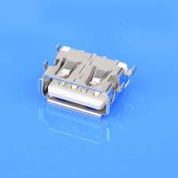 China Alinta USB 2.0 Offset Type PCB Mount DIP USB Connector 1.9H Stainless Steel Shell for sale