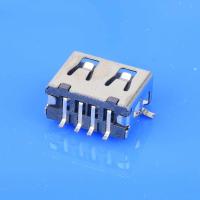 China USB 2.0 Socket Stainless Steel SMT USB Connector 10mm Black White Blue Housing for sale