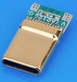 China Stretch Type USB Type C Plug Connector 16P Gold Plated Stainless Steel Shell for sale