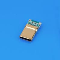 China Stretch Type USB Type C Plug Connector 16P Gold Plated Stainless Steel Shell for sale